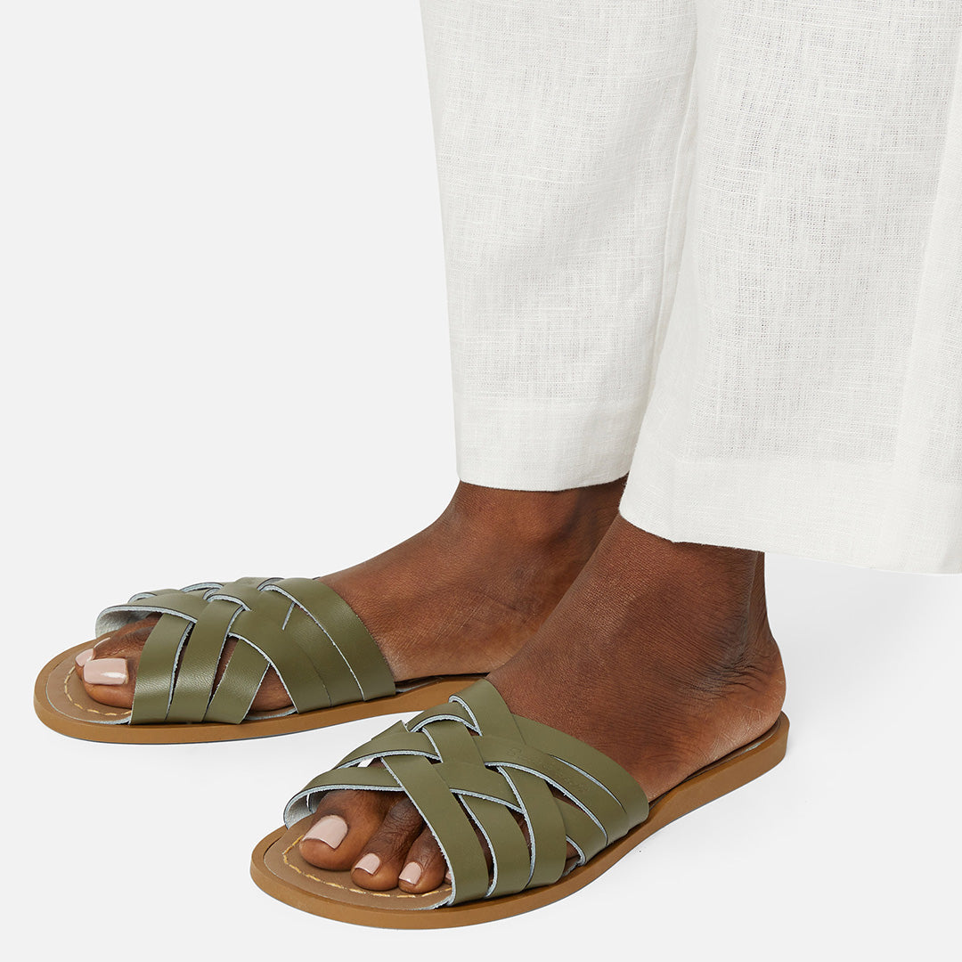 Womens Leather Slides - Flat Sliders from Salt Water EU
